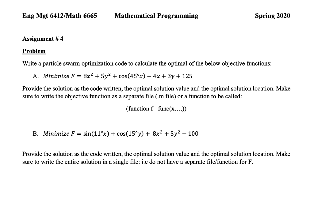 Eng Mgt 6412/Math 6665 Mathematical Programming | Chegg.com
