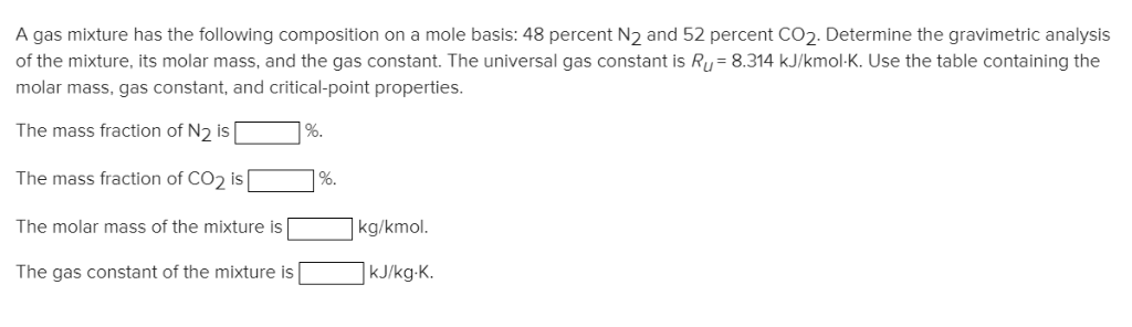 Solved A gas mixture has the following composition on a mole | Chegg.com