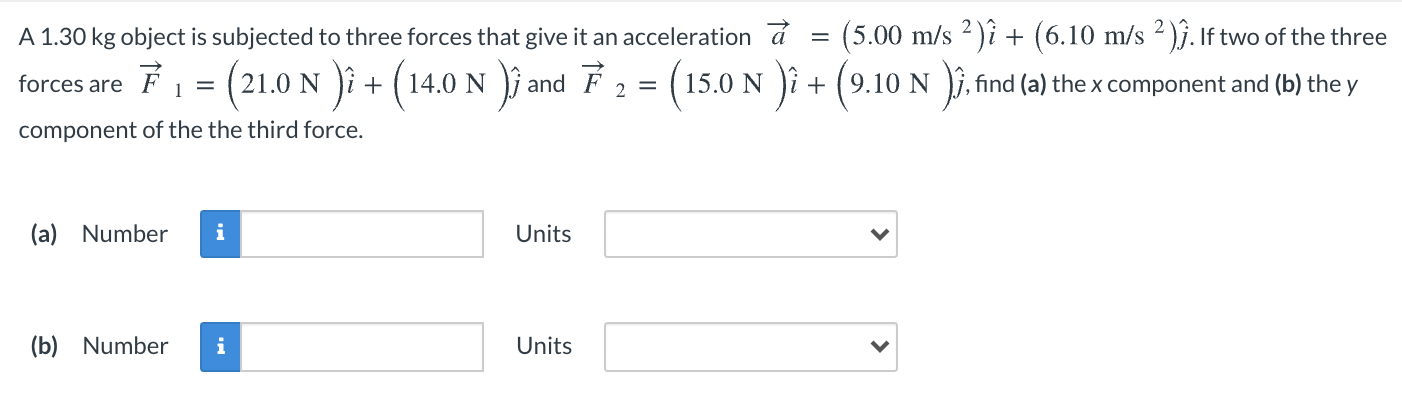 Solved = A 1.30 kg object is subjected to three forces that | Chegg.com