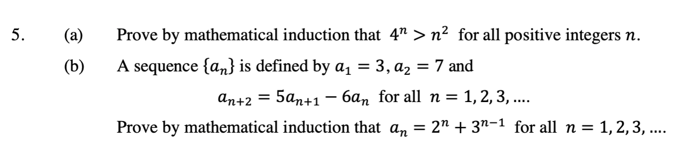 Solved (a) Prove by mathematical induction that 4n>n2 for | Chegg.com