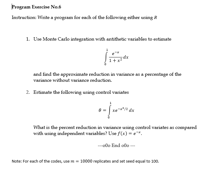 Solved Program Exercise No.6 Instruction: Write a program | Chegg.com
