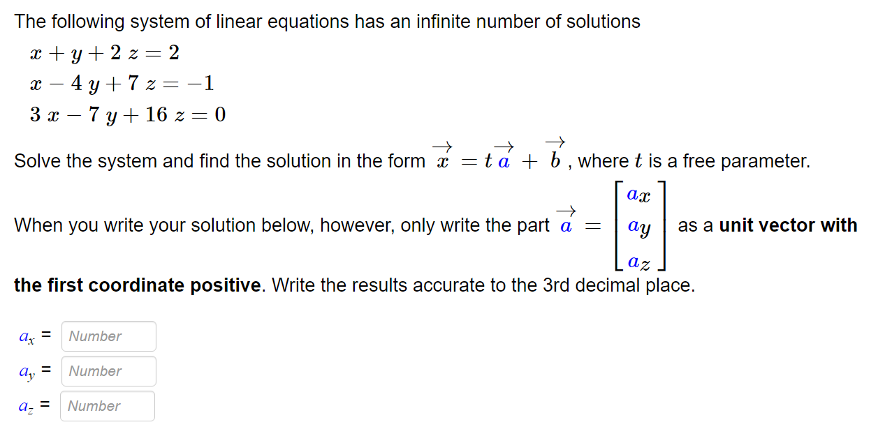 Solved The following system of linear equations has an | Chegg.com