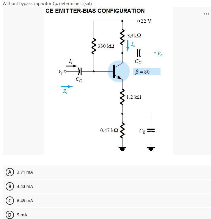 Solved Calculate Ic(sat) CE EMITTER-BIAS CONFIGURATION S. | Chegg.com