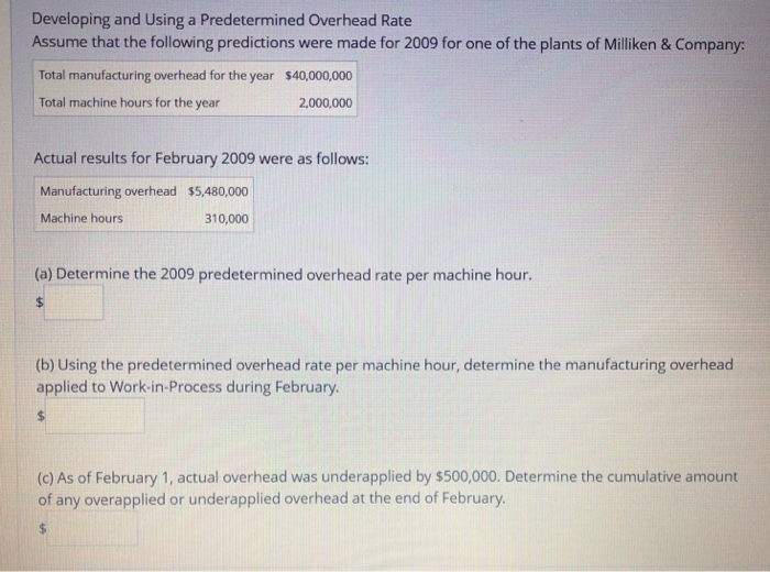Solved Developing and Using a Predetermined Overhead Rate | Chegg.com