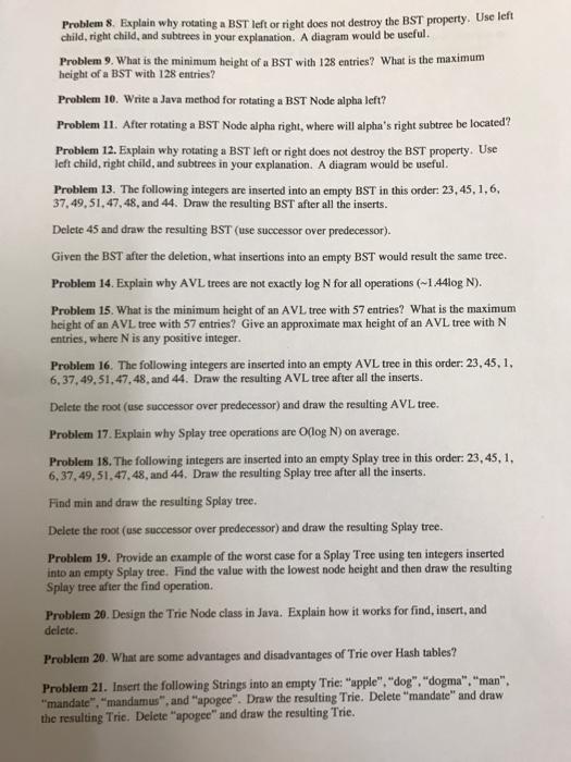 Solved Explain why routing a BST left or right does not | Chegg.com