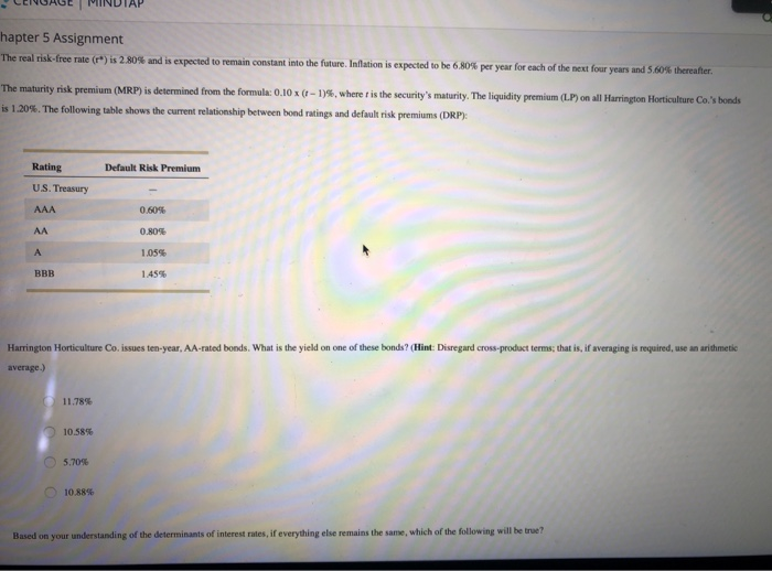 Solved hapter 5 Assignment The real risk-free rate (m is | Chegg.com