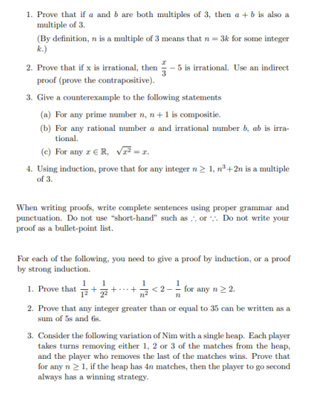 Solved 1. Prove that if a and b are both multiples of 3, | Chegg.com