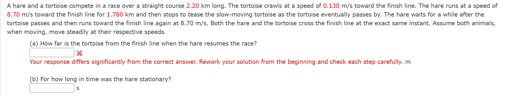 Solved A hare and a tortoise compete in a race over a | Chegg.com
