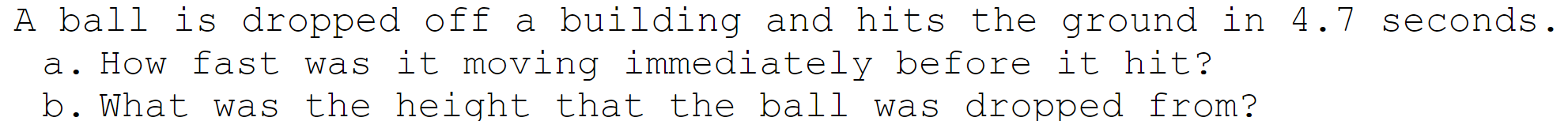 Solved A ball is dropped off a building and hits the ground | Chegg.com