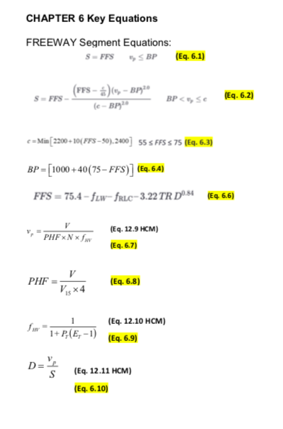 Solved Problem 2: Chapter 6 Basic Freeway Segment (Eq.'s | Chegg.com