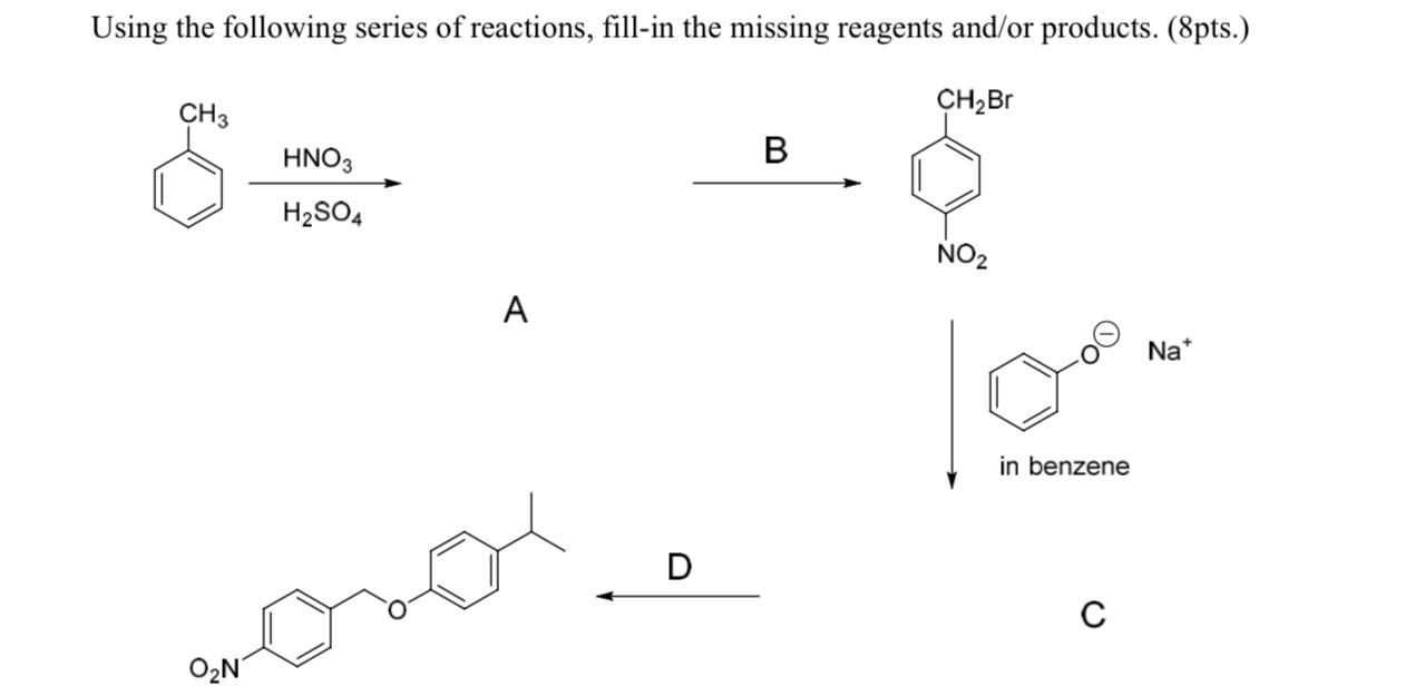 Solved Using the following series of reactions, fill-in the | Chegg.com