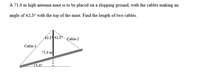 Solved A 71.6 m high antenna mast is to be placed on a | Chegg.com