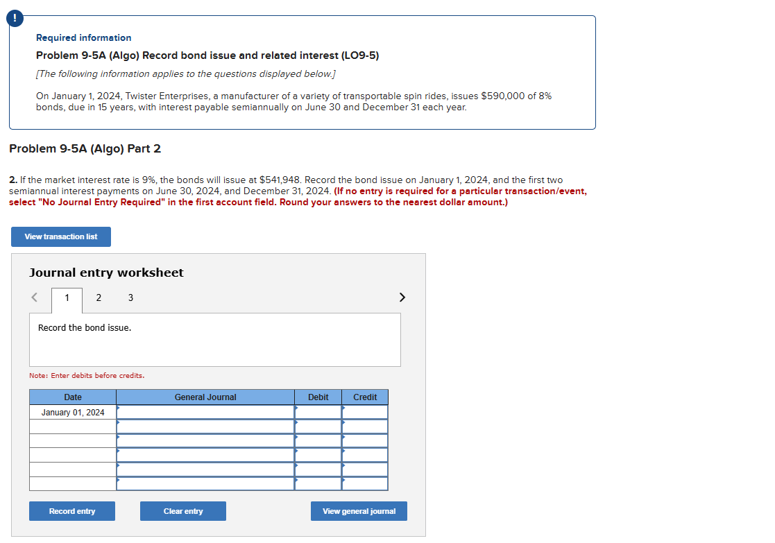 Solved ! ﻿Journal entry worksheet13Record the first | Chegg.com