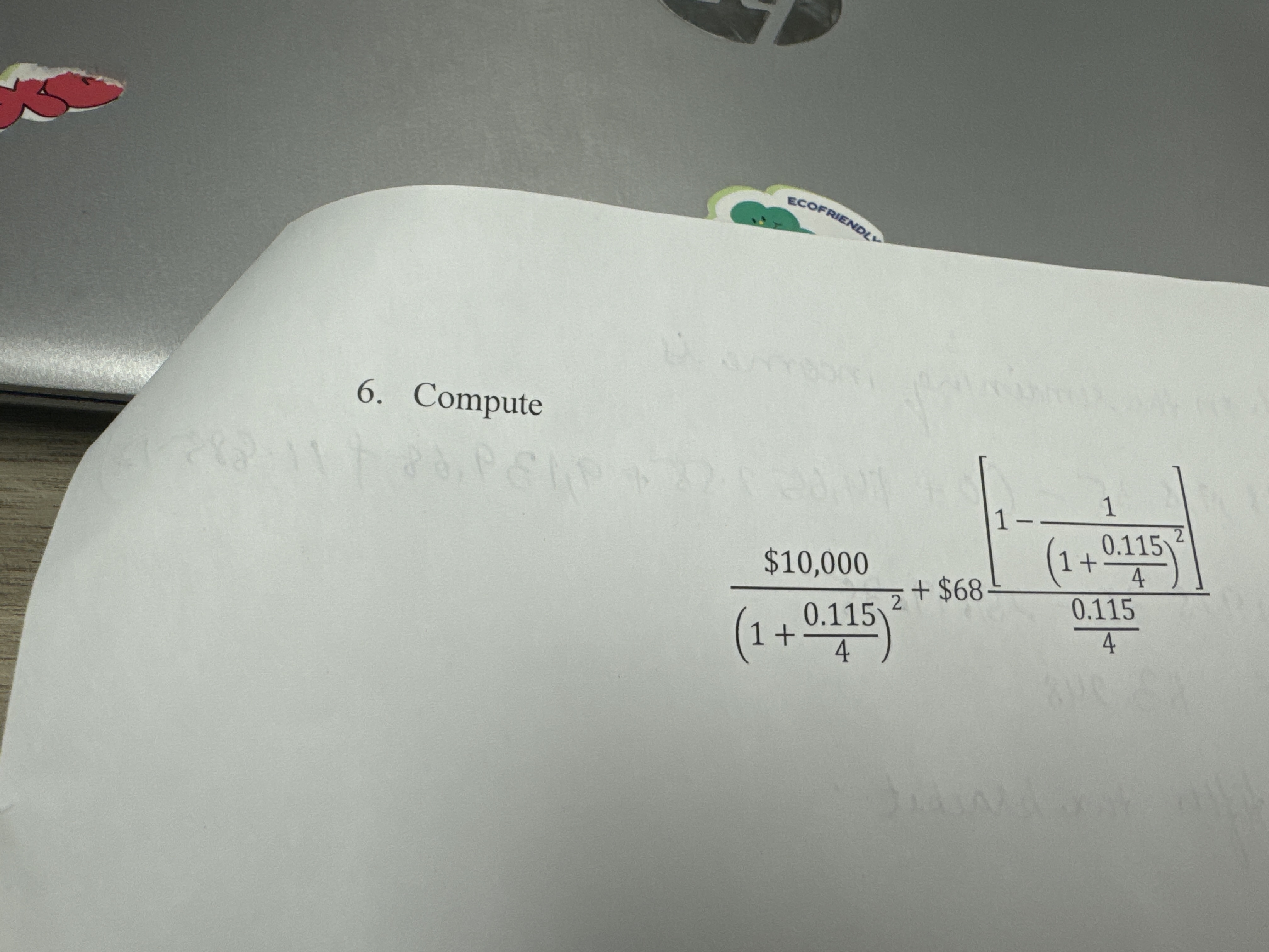 Solved Compute$10,000(1+0.1154)2+$68[1-1(1+0.1154)2]0.1154 | Chegg.com