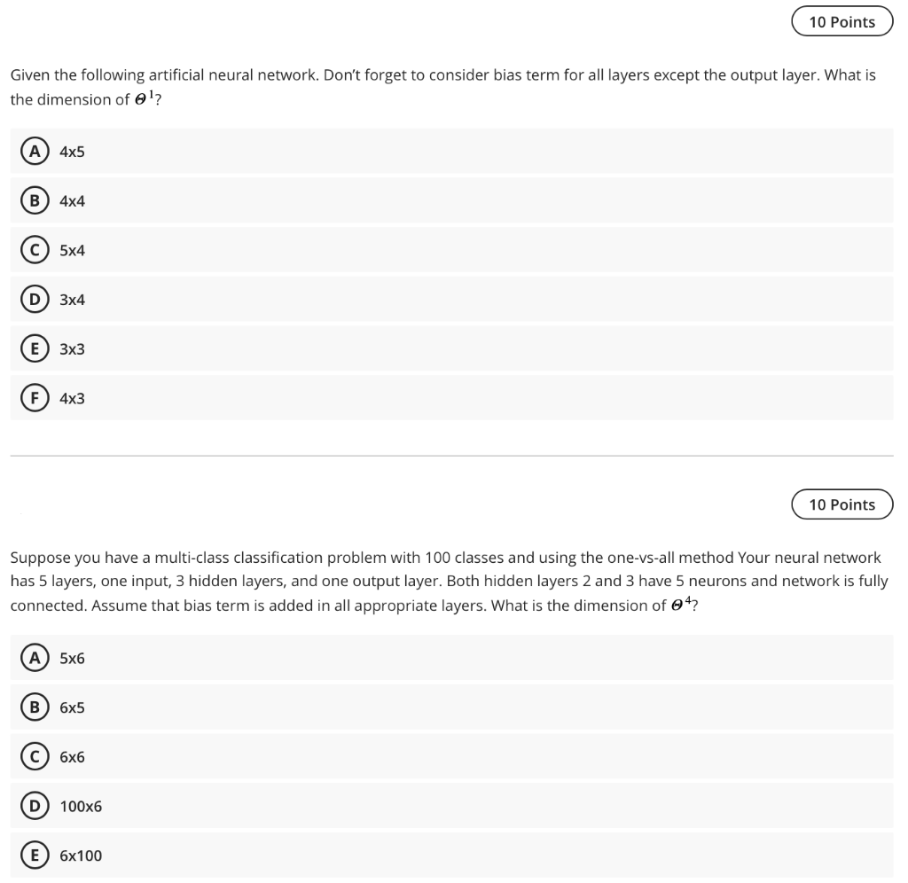 Solved Given the following artificial neural network. Don't | Chegg.com