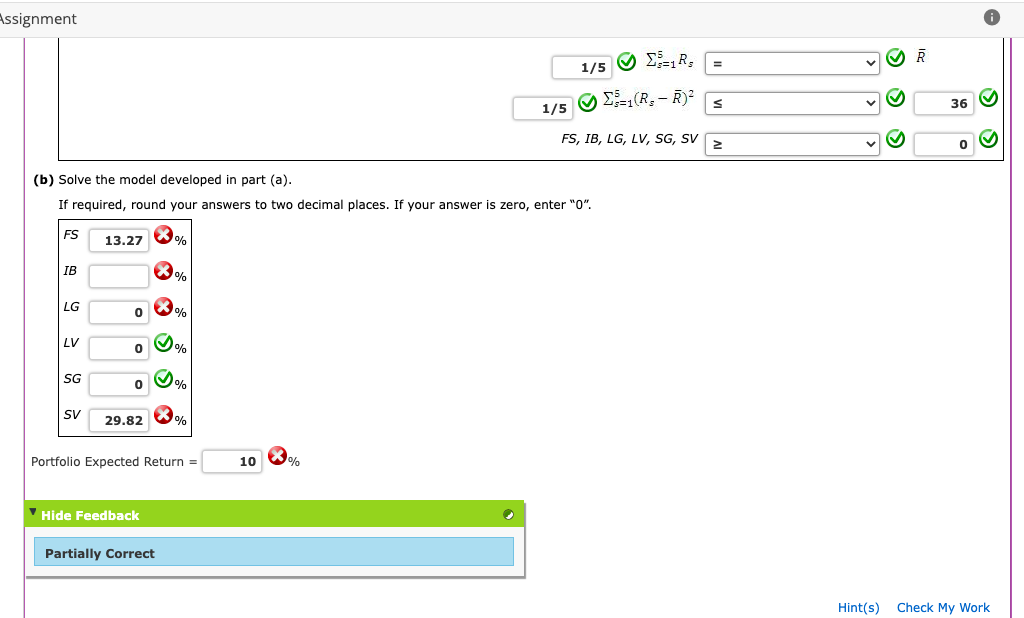 A second version of the Markowitz portfolio model | Chegg.com