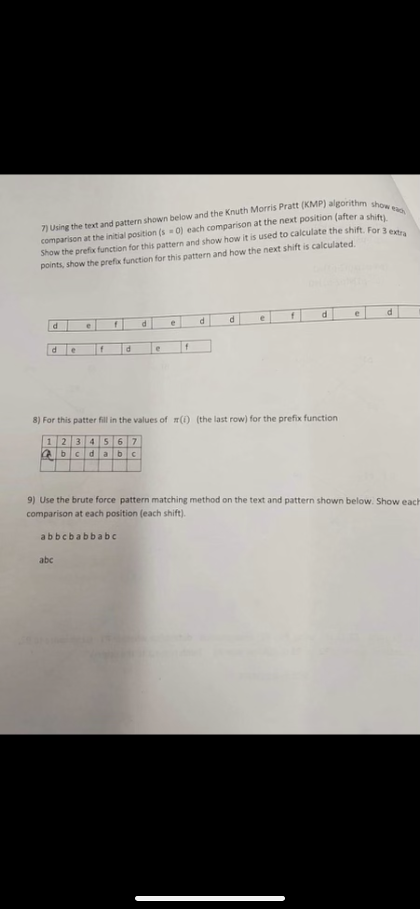 Solved 7) Using the text and pattern shown below and the | Chegg.com