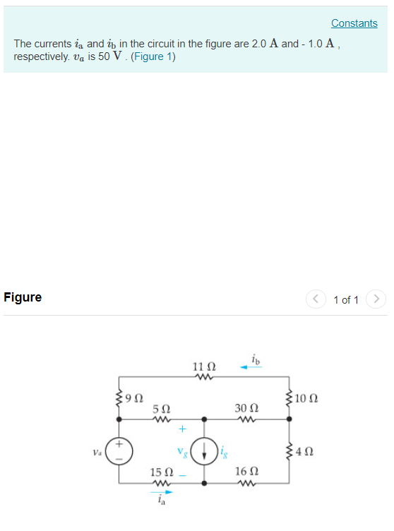 Solved Constants The currents ia and ib in the circuit in | Chegg.com