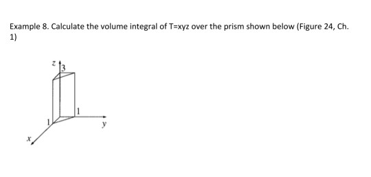 Solved Example 8. Calculate the volume integral of T=xyz | Chegg.com