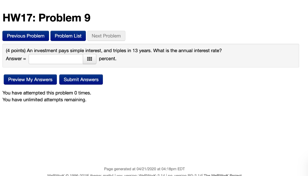 Solved HW17: Problem 9 Previous Problem Problem List Next | Chegg.com