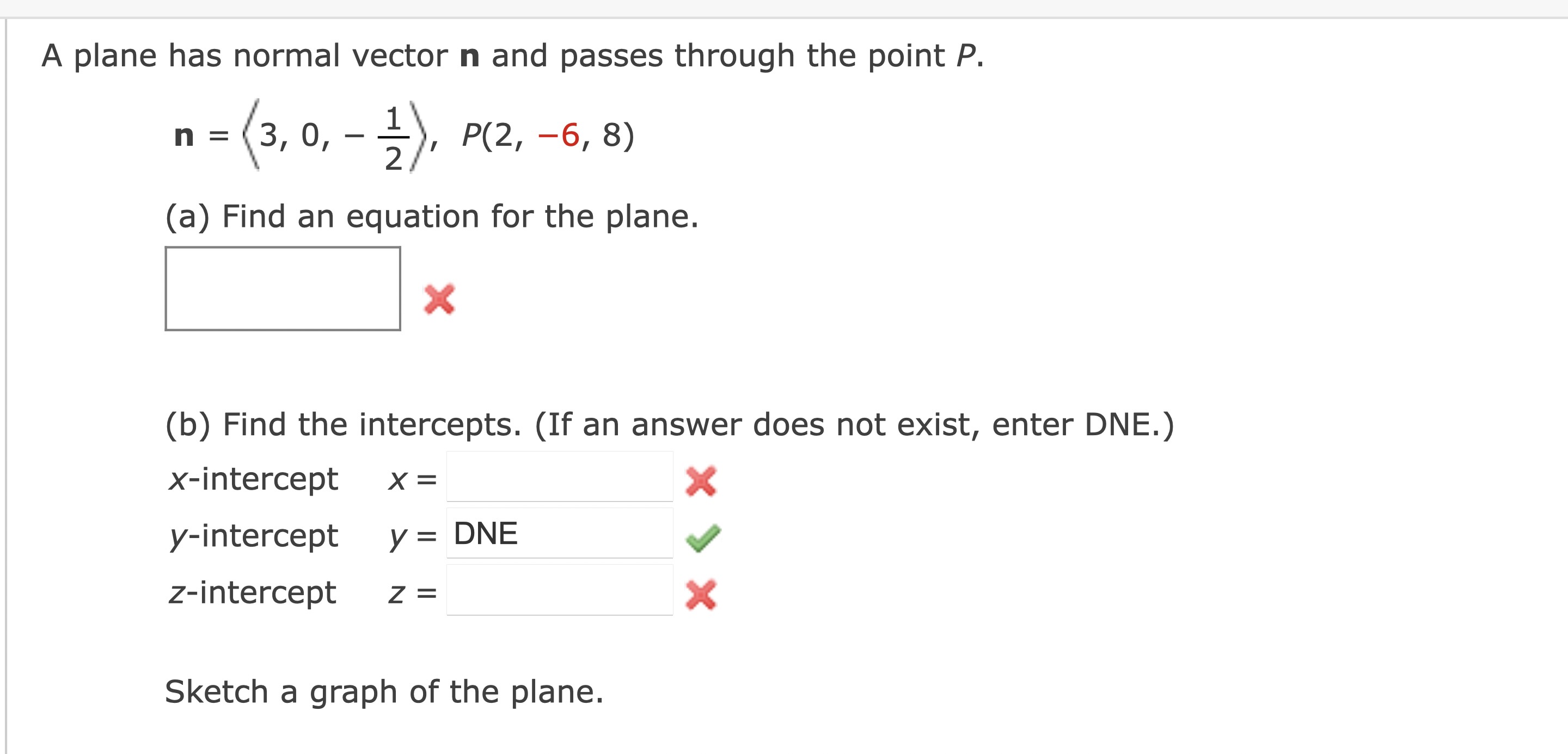 Solved A plane has normal vector n and passes through the | Chegg.com