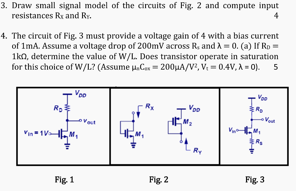 Solved 3. Draw small signal model of the circuits of Fig. 2 | Chegg.com