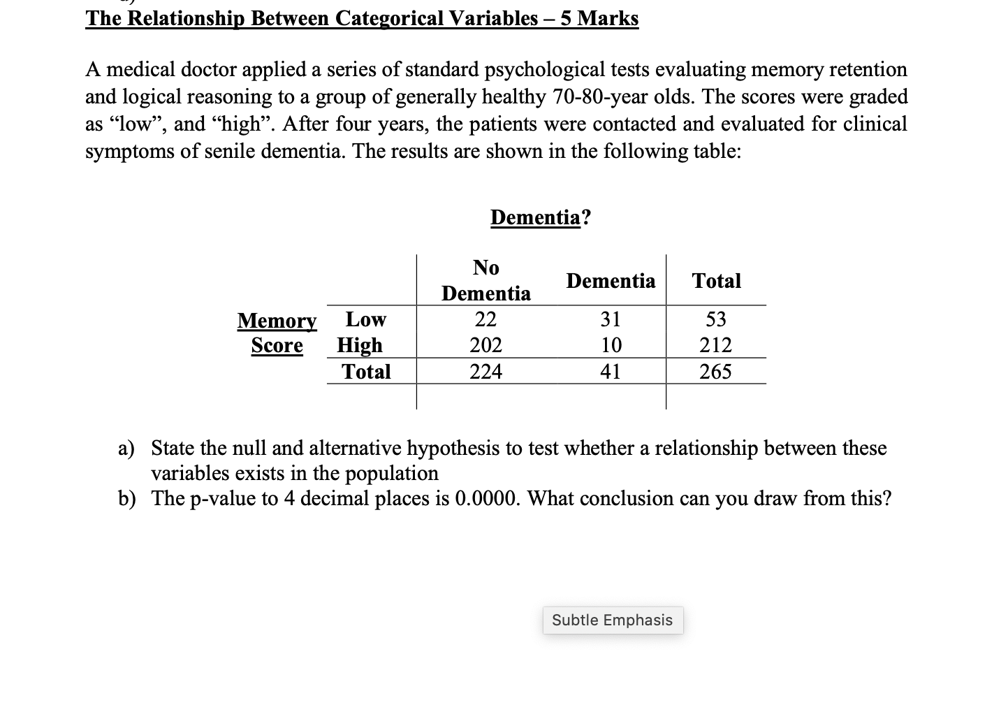 Solved The Relationship Between Categorical Variables – 5 | Chegg.com
