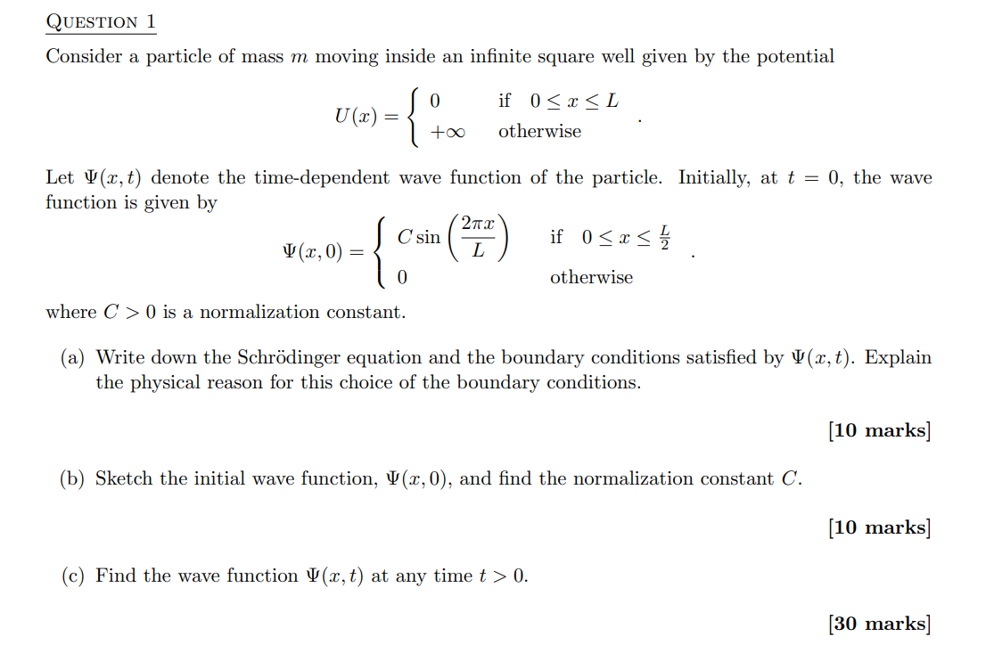 Solved QUESTION 1 Consider a particle of mass m moving | Chegg.com
