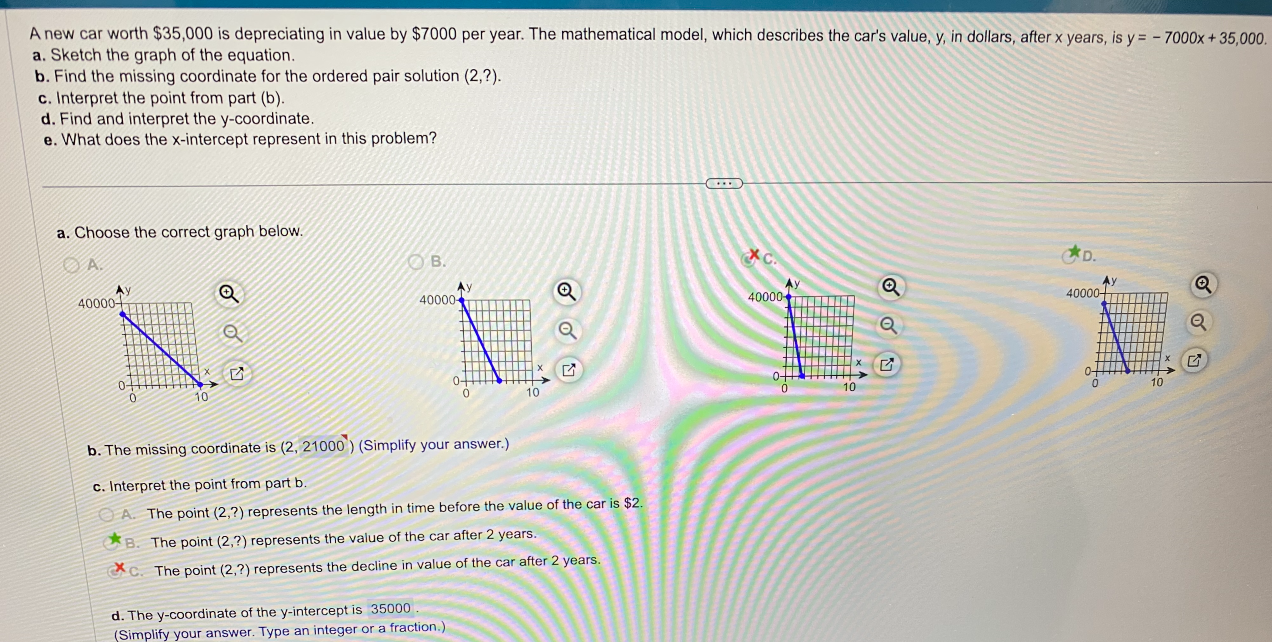 Solved new car worth $35,000 is depreciating in value by | Chegg.com