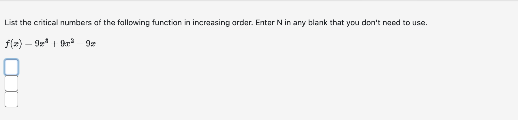 Solved List the critical numbers of the following function | Chegg.com