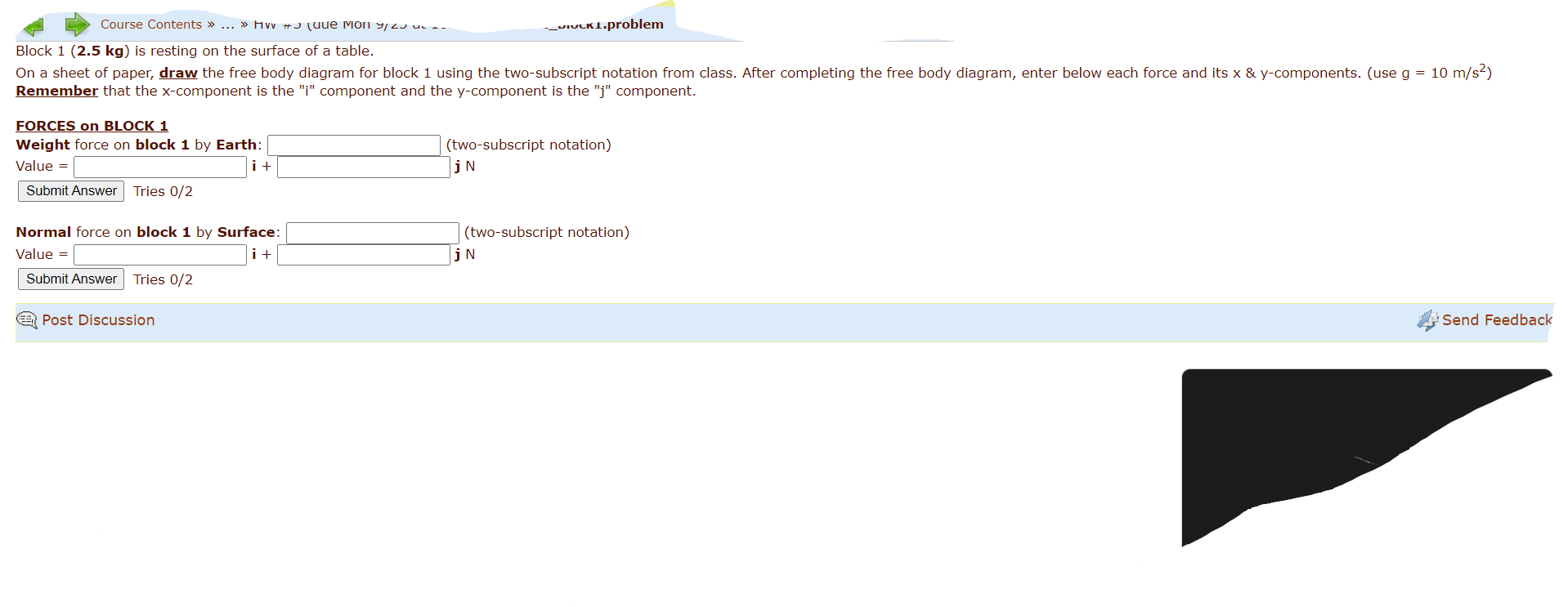 Solved Block 1(2.5 kg) is resting on the surface of a table. | Chegg.com