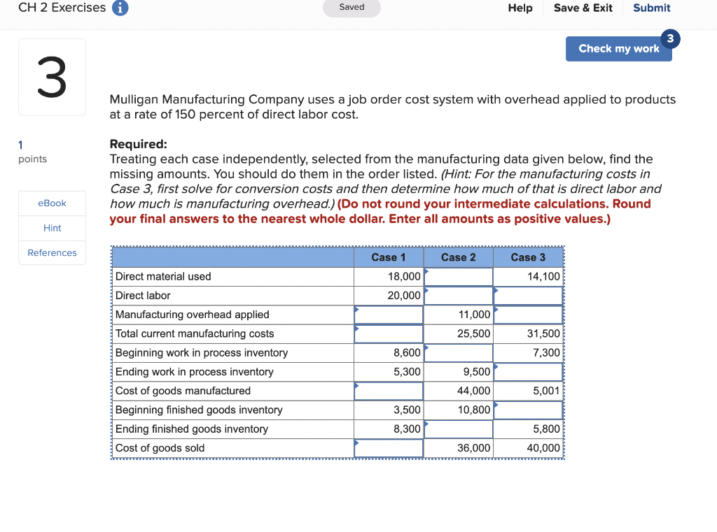 Solved CH 2 Exercises i Saved Help Save & Exit Submit Check | Chegg.com