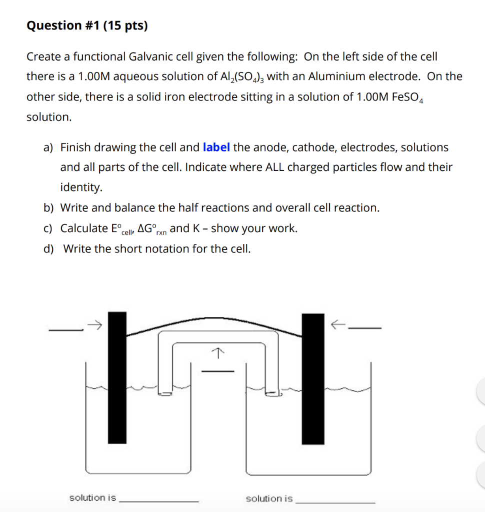 Solved Question #1 (15 pts) Create a functional Galvanic | Chegg.com