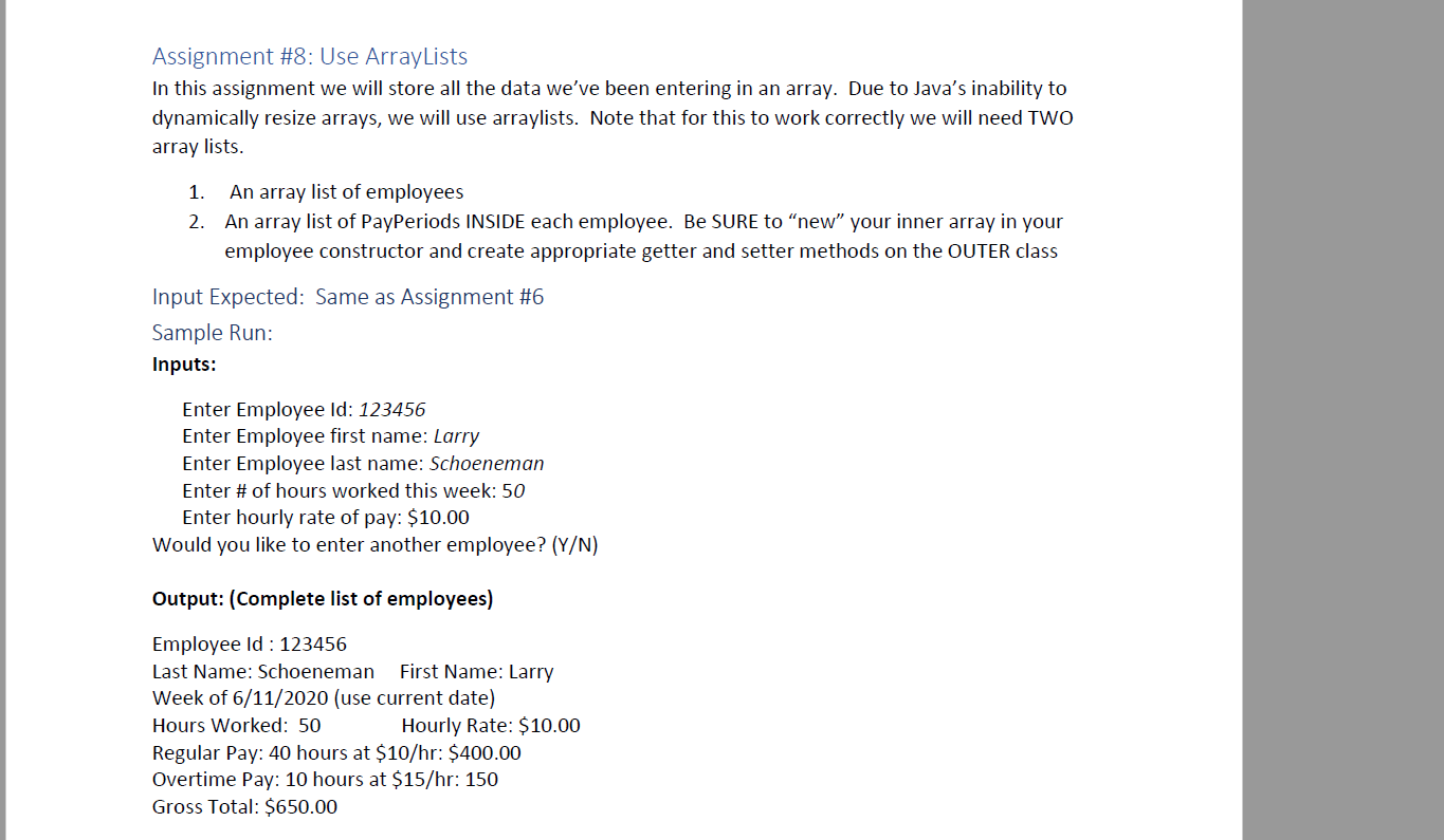 Solved I have two classes Employee Class that contains the | Chegg.com