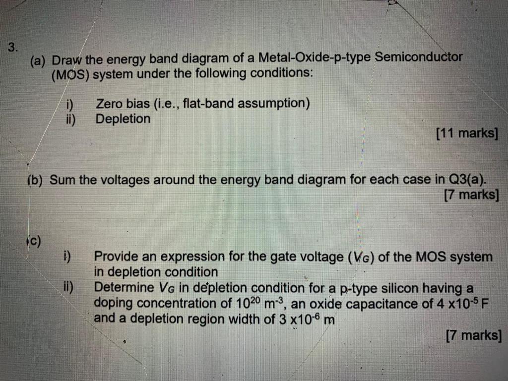 Solved 3. (a) Draw the energy band diagram of a | Chegg.com