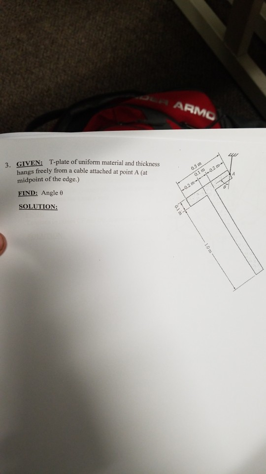 Solved ARMO 40 3. GIVEN: T-plate of uniform material and | Chegg.com