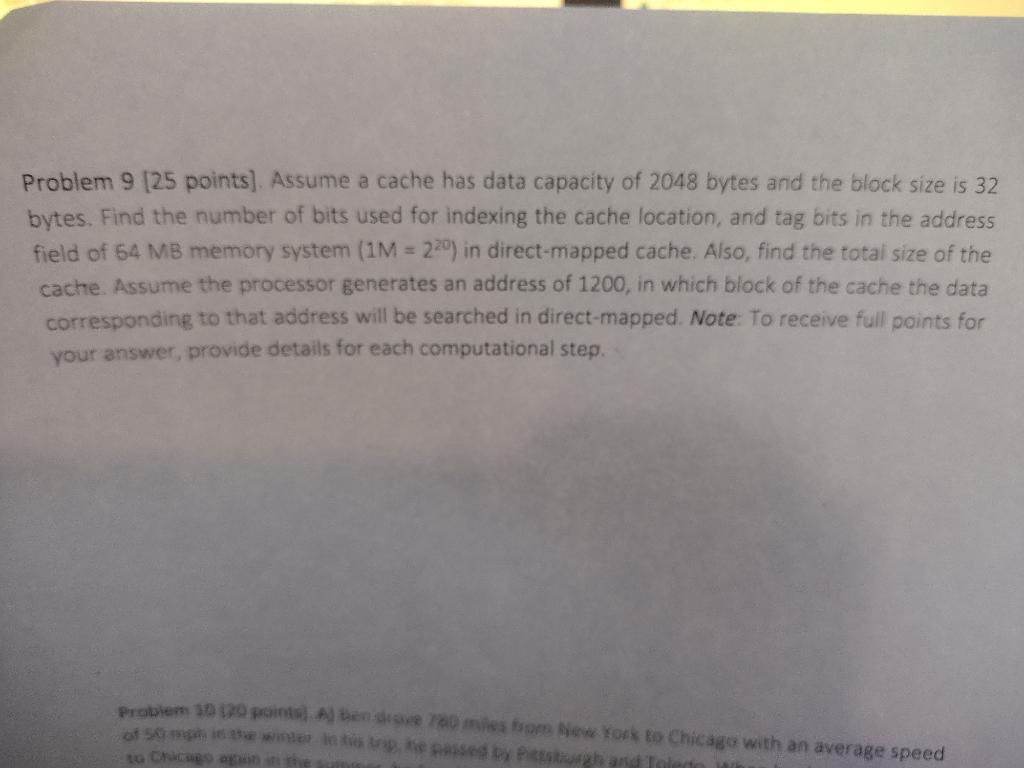 Solved Problem 9 [25 points]. Assume a cache has data | Chegg.com