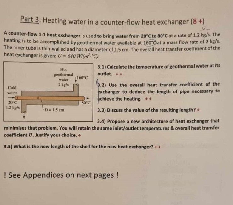 Solved Part 3: Heating water in a counter-flow heat | Chegg.com