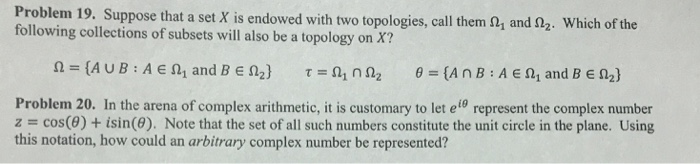 Solved Problem 19. Suppose that a set X is endowed with two | Chegg.com