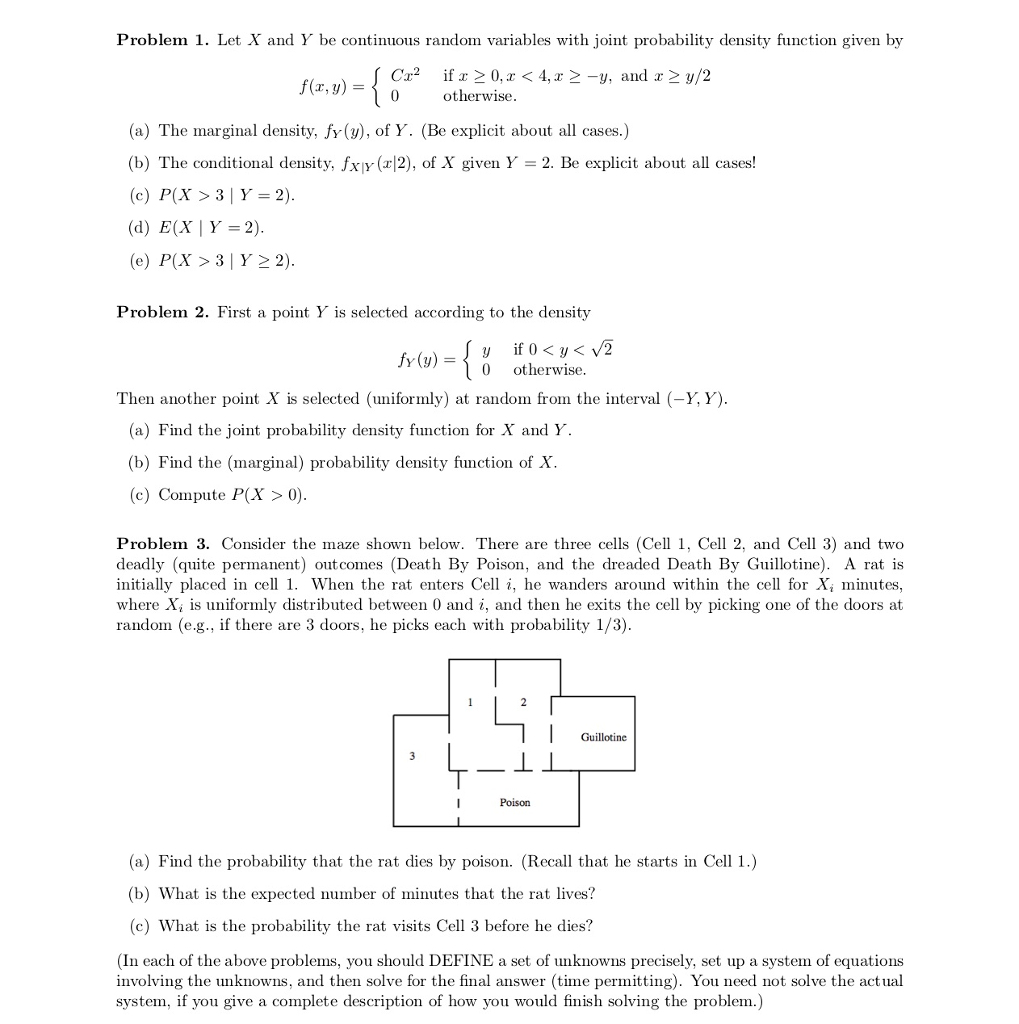 Solved Problem 1. Let X and Y be continuous random variables | Chegg.com