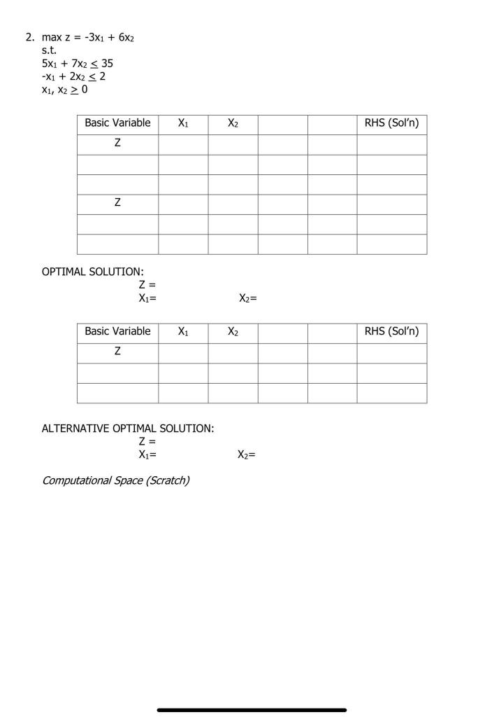 Solved Simplex Method Activity Solve The Following Lp 