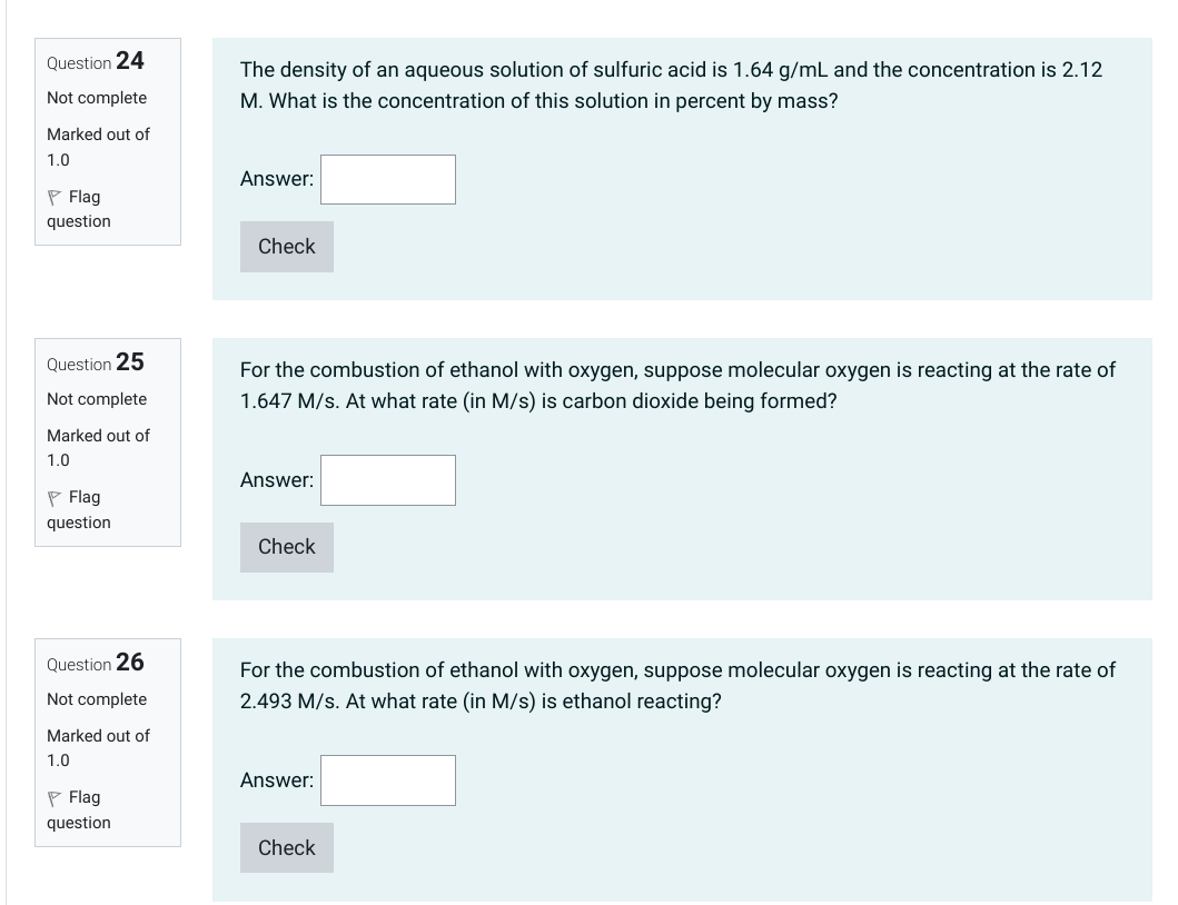 Solved Question 24 The density of an aqueous solution of | Chegg.com