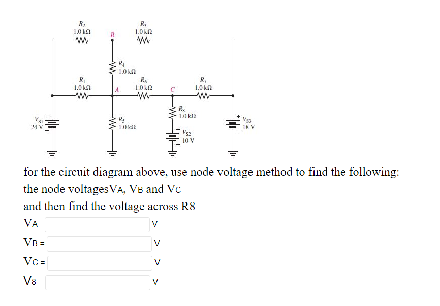 Solved for the circuit diagram above, use node voltage | Chegg.com