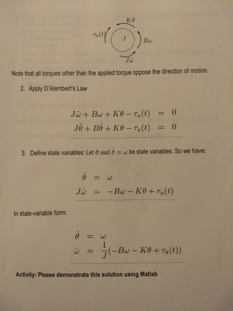 Solved 4. Consider the following Rotational Mass spring | Chegg.com