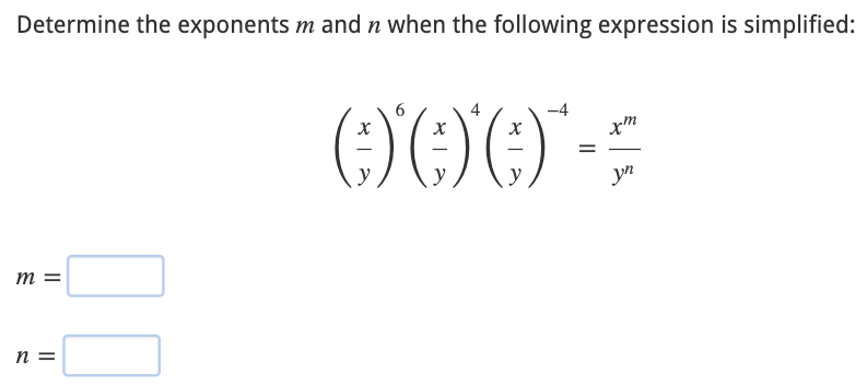 Solved Determine the exponents m ﻿and n ﻿when the following | Chegg.com