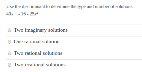 Solved Use the discriminant to determine the type and number | Chegg.com