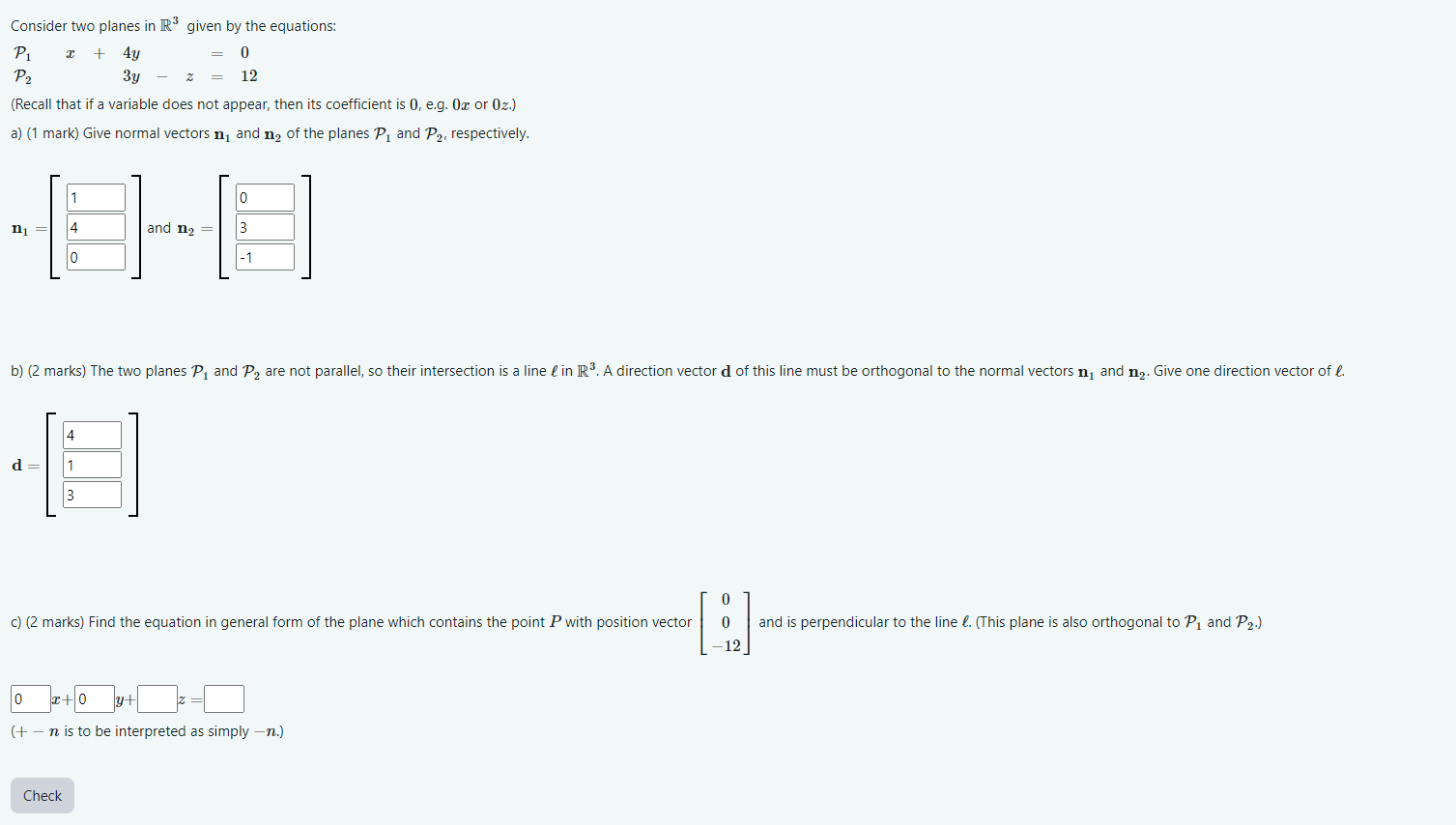 Solved Consider two planes in R3 ﻿given by the | Chegg.com