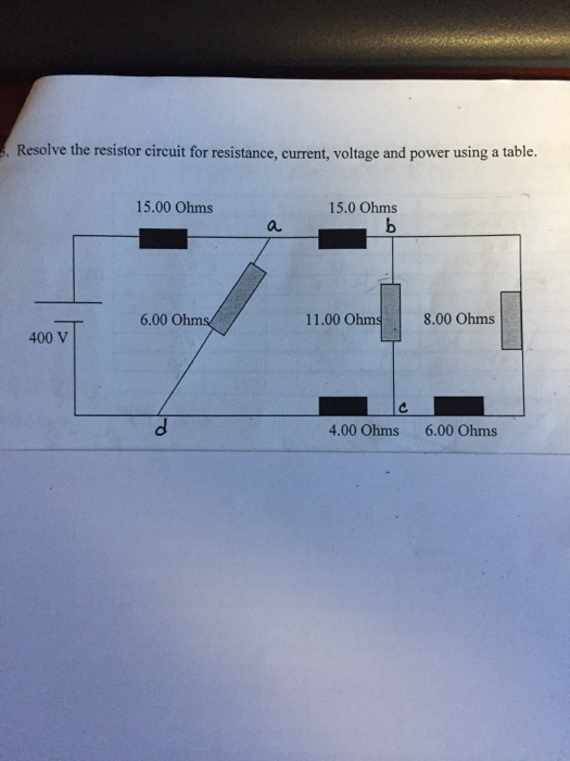 Solved Resolve the resistor circuit for resistance, current, | Chegg.com