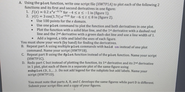 Solved A Using The Plot Function Write One Script File 7705