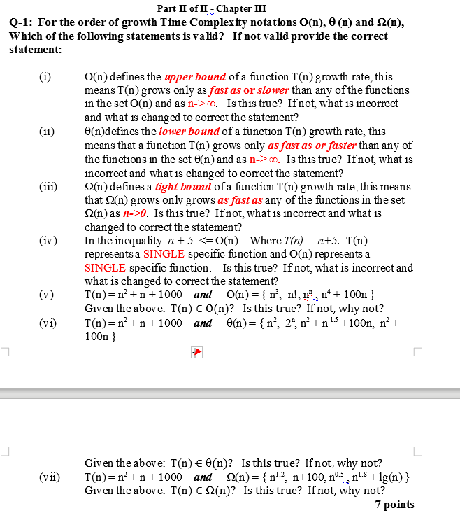 Solved Part II of II - Chapter III Q-1: For the order of | Chegg.com